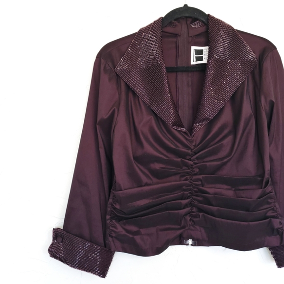 Tadashi Shoji | Tops | Vintage Tadashi Shoji Plum Beaded Collar Top ...